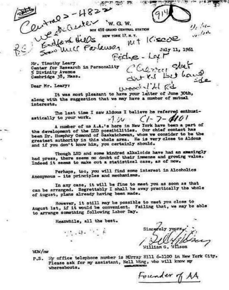 The Letters between Timothy Leary and Bill Wilson - Psychedelics In ...